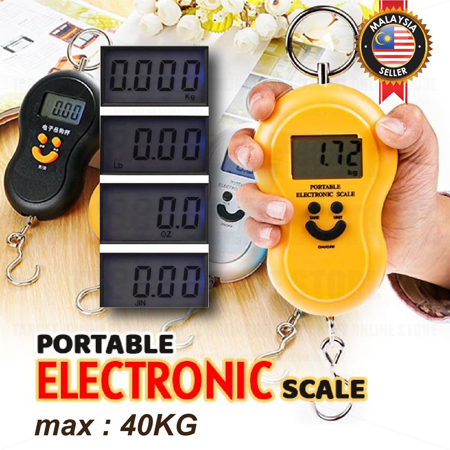 Smiley Portable Electronic Kitchen Scale Travel Luggage Weighing Scales ...