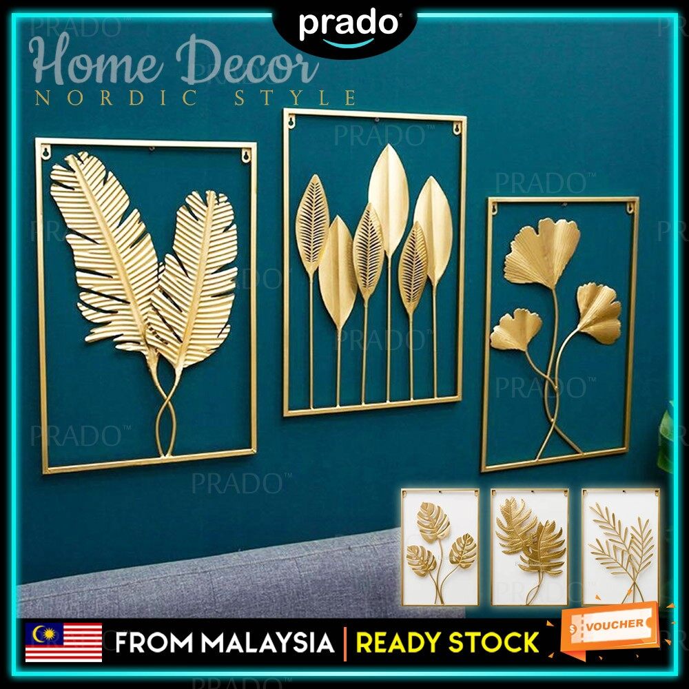 PRADO MALAYSIA Nordic Style Golden Metal Alloy Luxury Leaf Decoration ...
