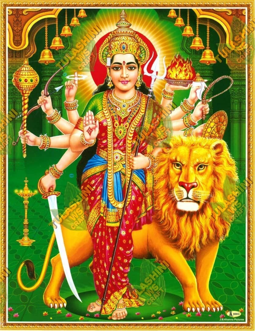 Durgai Amman Singam Green Background | Lazada