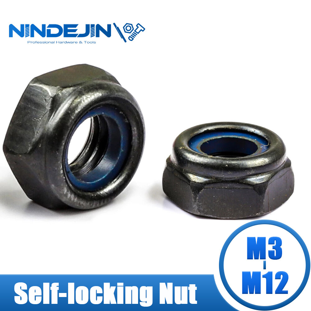 NINDEJIN Black Nylon Lock Nut 304 Stainless Steel Carbon Steel Hex ...