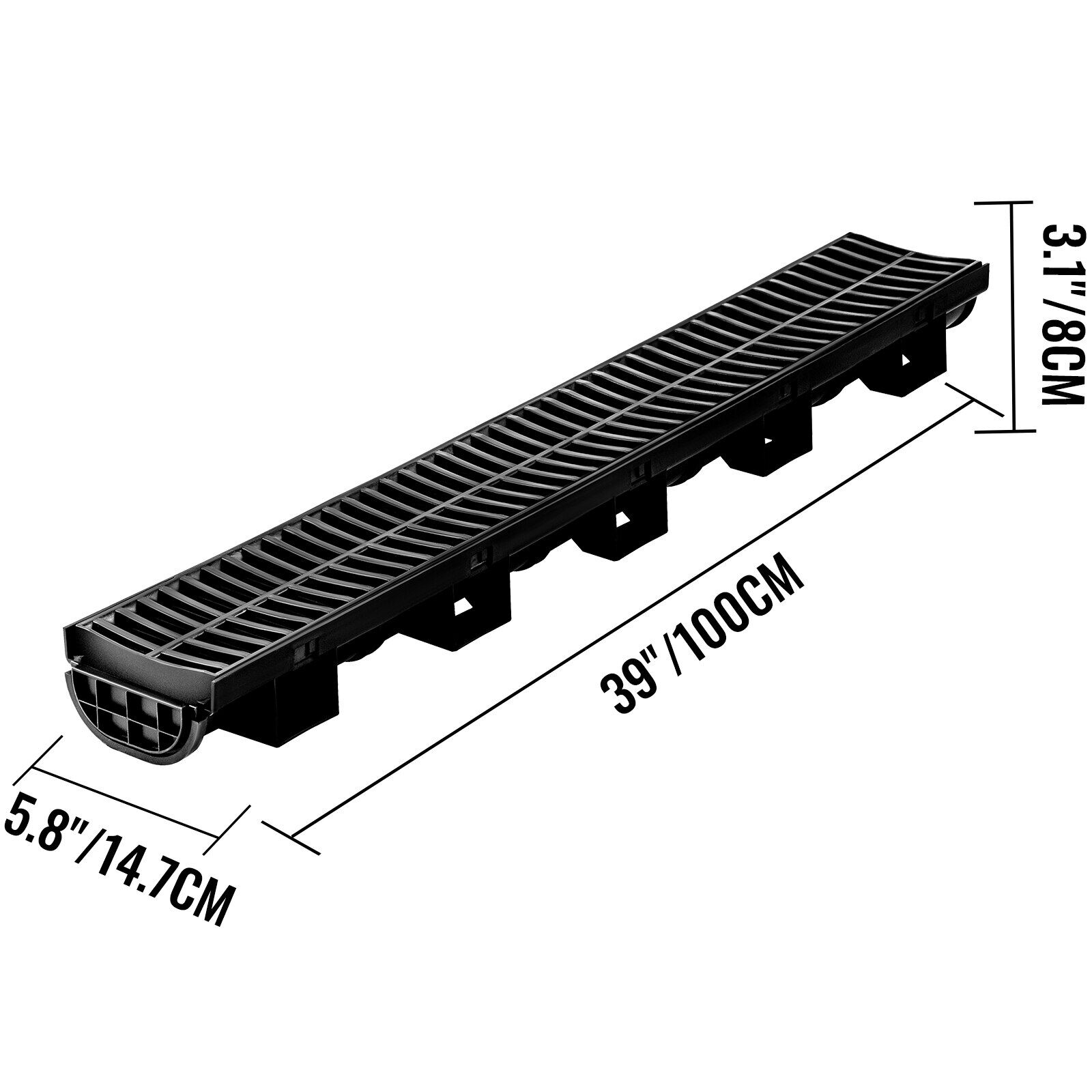 VEVOR Driveway Trench Drainage Kit System Channel Drain With Plastic ...