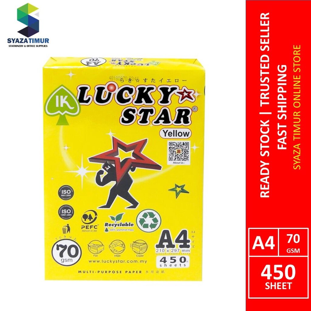[ST-GR MY] IK Lucky Star A4 Paper 70GSM 450 Sheet | Kertas Putih Kertas ...