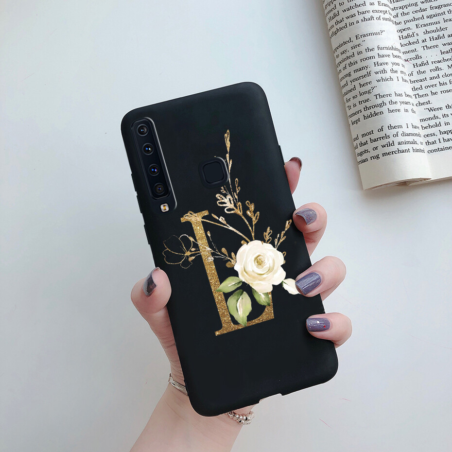 สำหรับ Samsung Galaxy A9 2018สีดำ Matte ตัวอักษรน่ารักโทรศัพท์ TPU แบบน ...