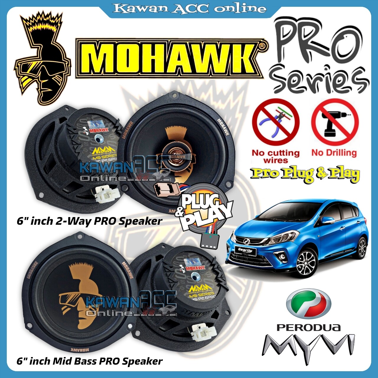 MOHAWK Proton Perodua Myvi Viva Axia Bezza Alza Aruz Speaker Plug ...