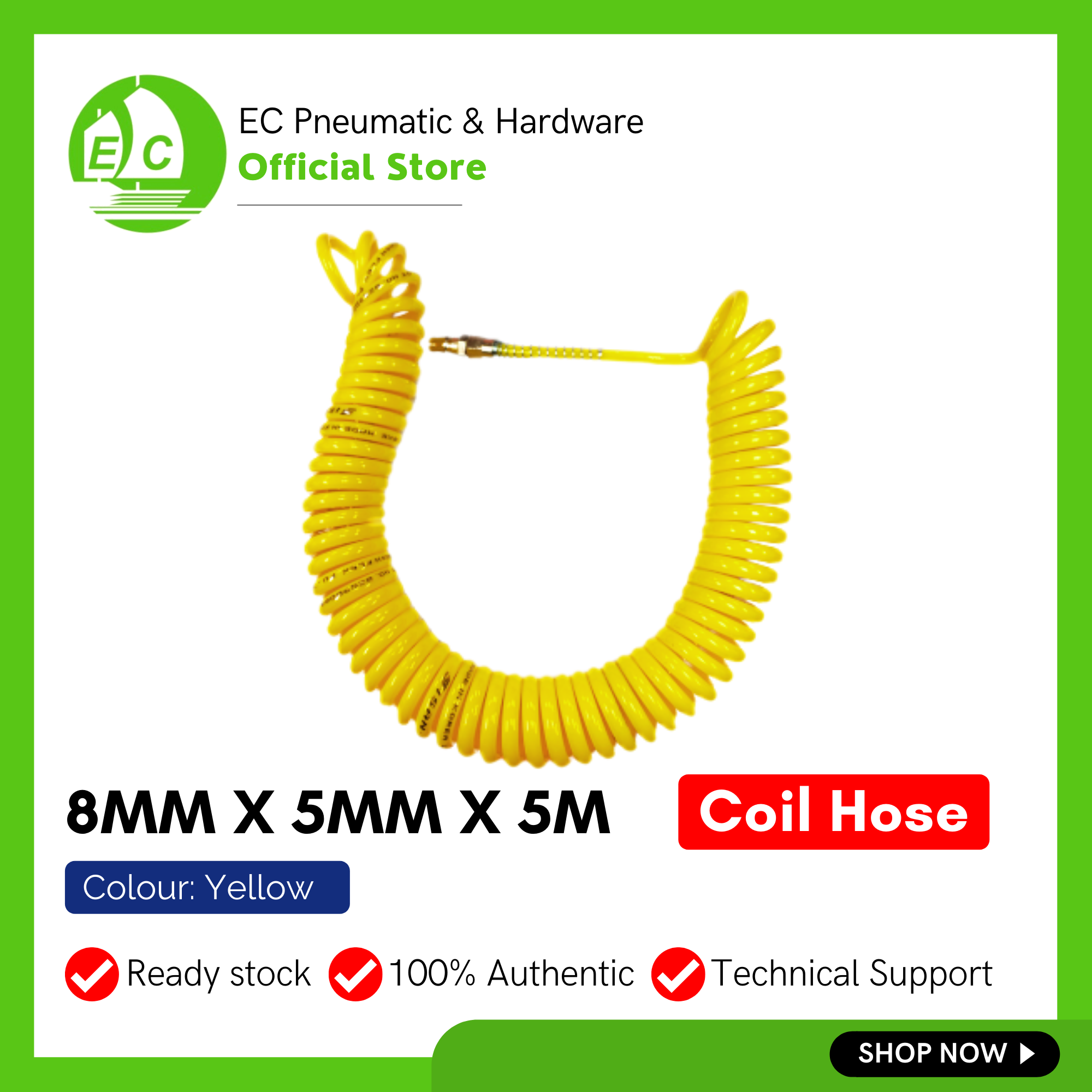 8mm x 5mm x 5m Coil Spring Hose Pipe Coil Tube Pneumatic Air Pneumatic ...