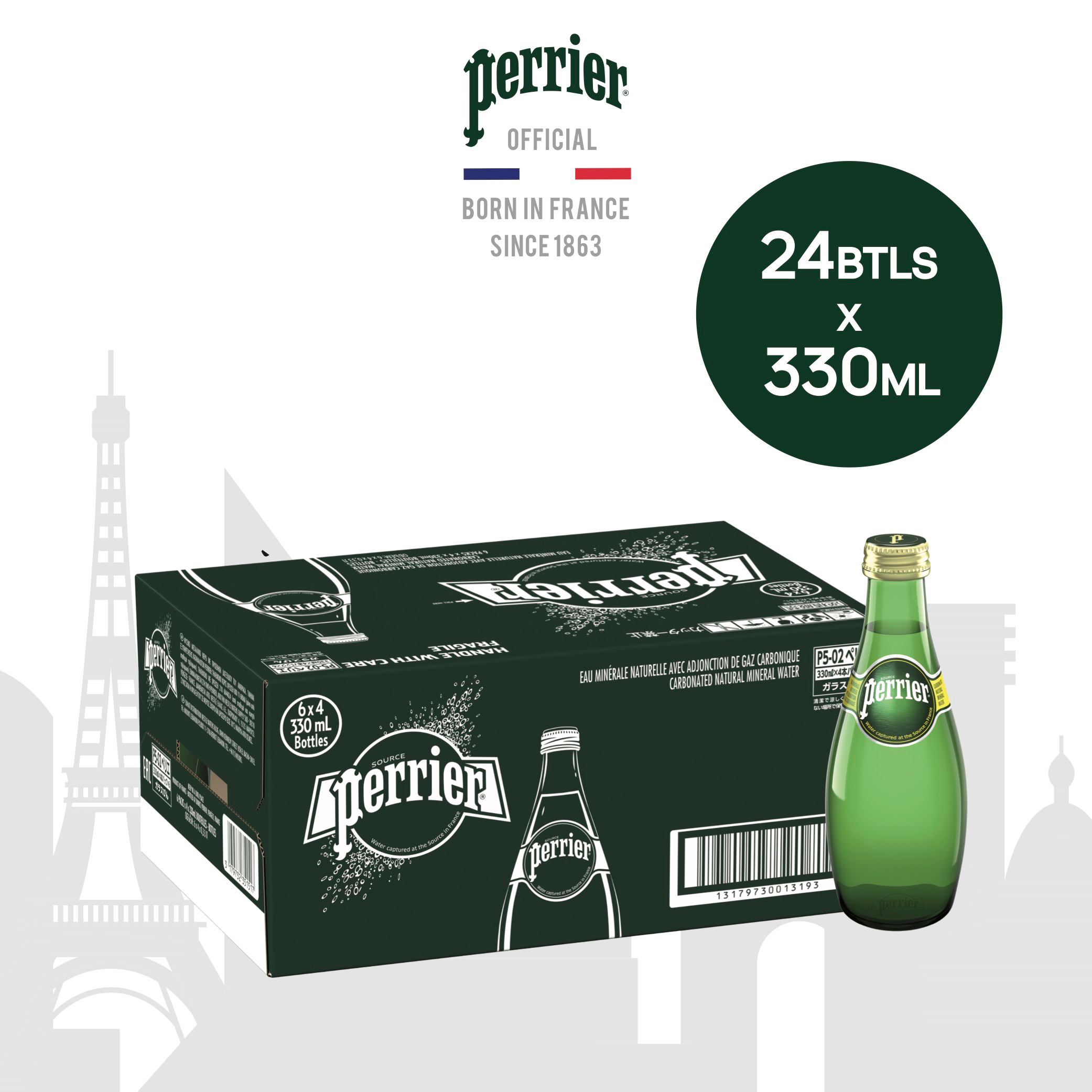 Perrier Sparkling Mineral Water 330ML x24 Bottles | Lazada