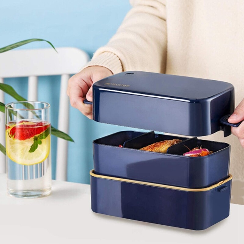 Lunch Box, 2-Layer Bento Box Cutlery Set, Lunch Boxes for Kids Adults ...