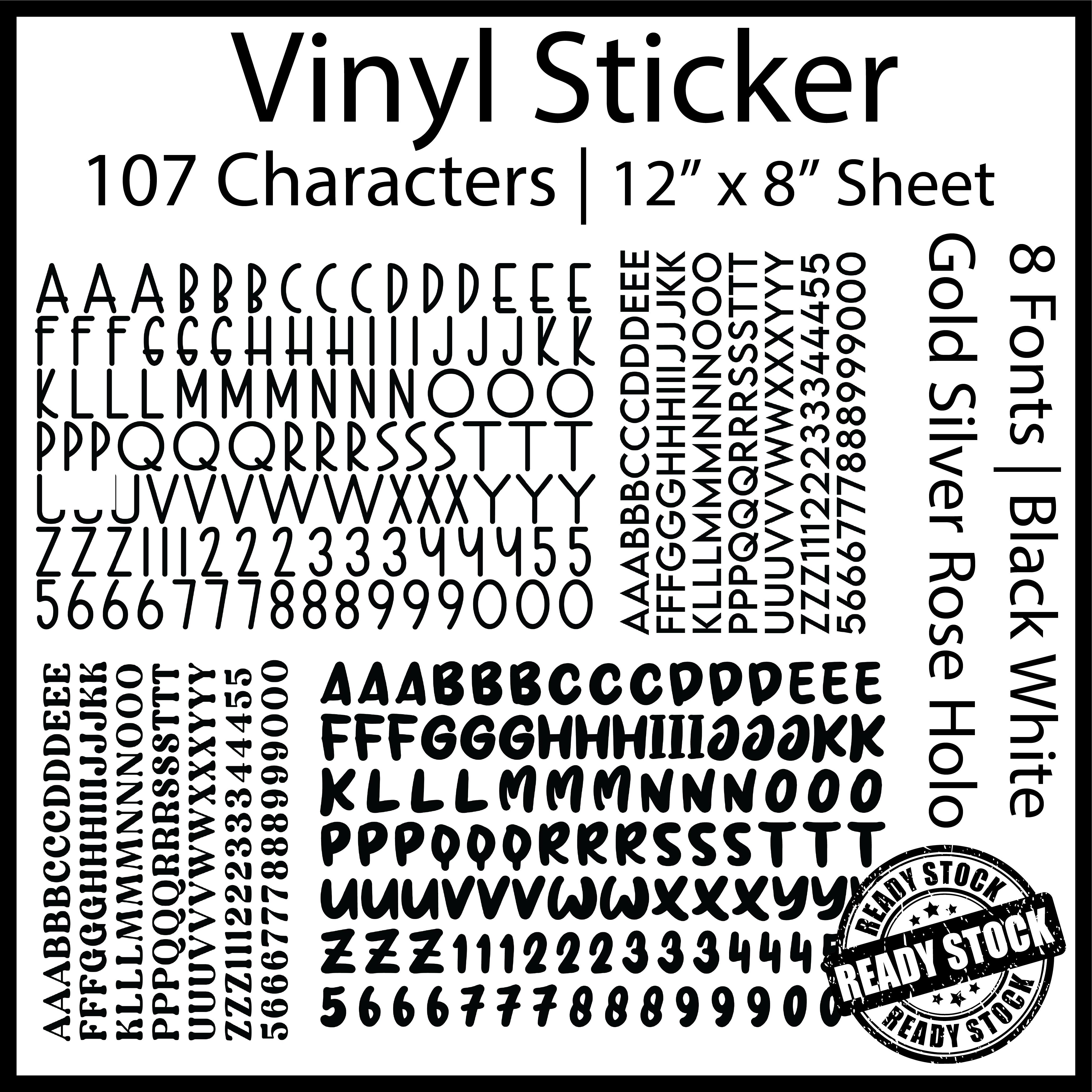 107 Alphabet Number Huruf Nombor Sheet Balloon Sticker Custom Name ...