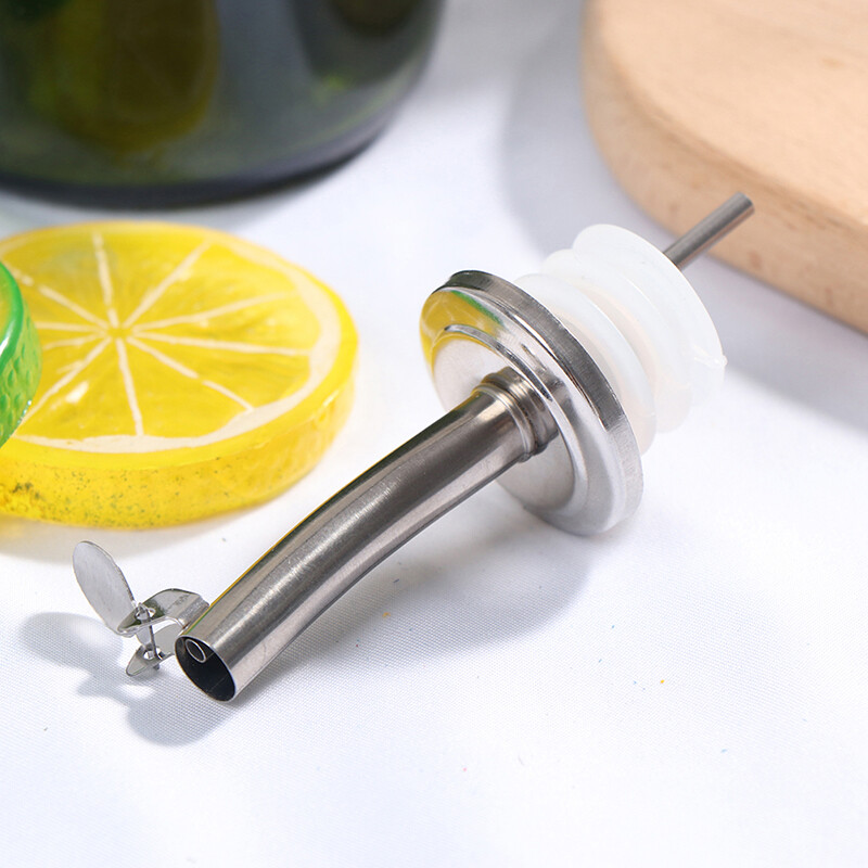 Stainless Steel Oil Stopper Wine Pourer Double Cover Nozzle Kitchen Bar ...