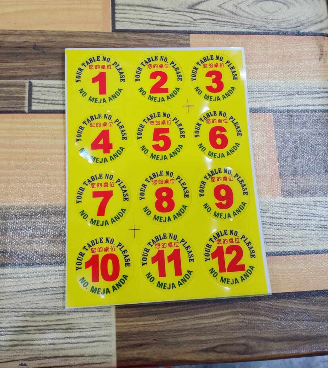 TABLE NUMBER STICKER WITH MATTE LAMINATED, NUMBER 1 TO 12, 48MM ...