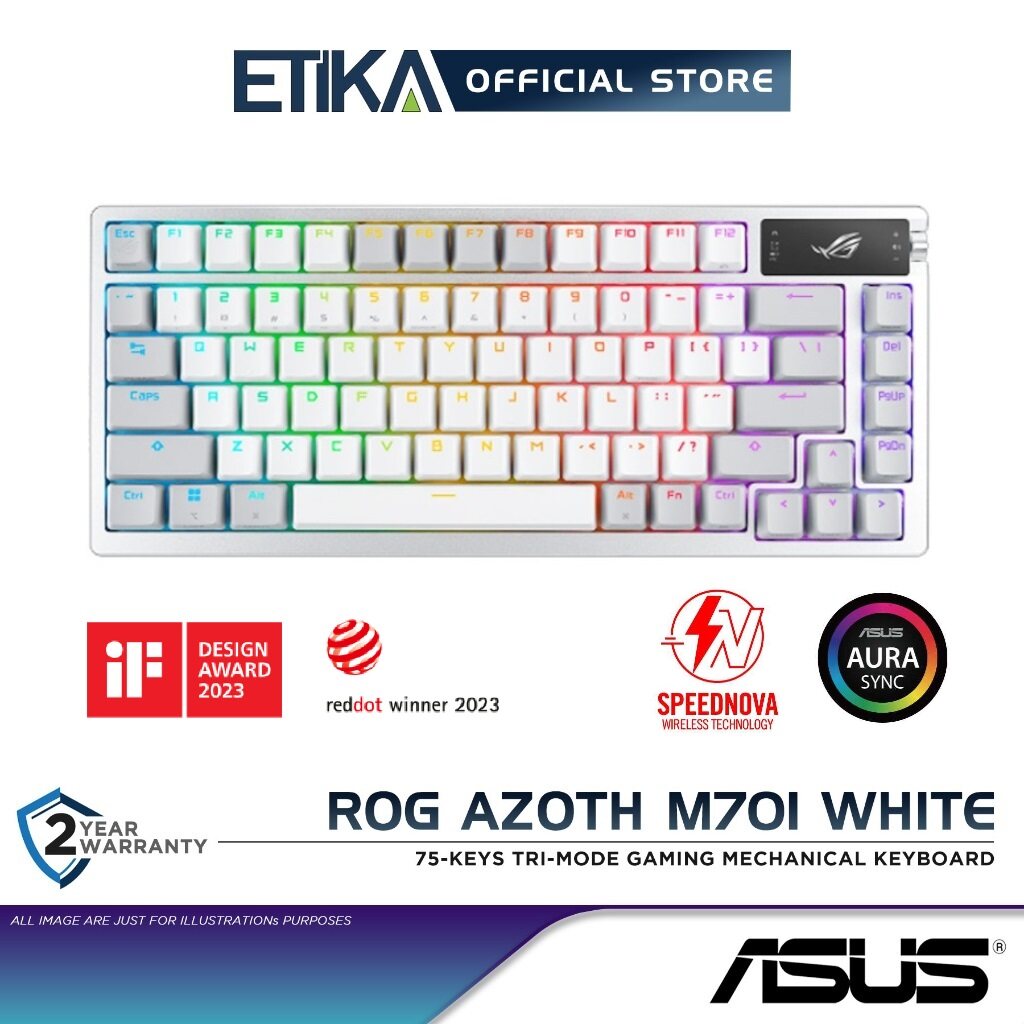 Asus M701 ROG Azoth WHITE | 75-Keys Tri-Mode Gaming Mechanical Keyboard ...