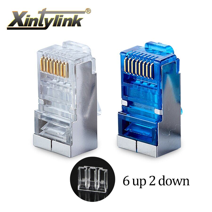 xintylink rj45 connector ethernet cable plug 8P8C rg45 shielded blue ...