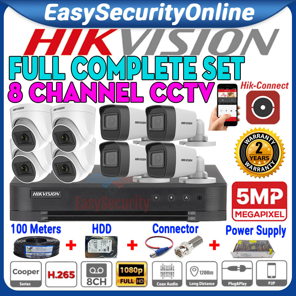 HIKVISION 5MP Full Set DIY 8-CHANNEL Full HD 1440P HIK CCTV 8CH DVR ...
