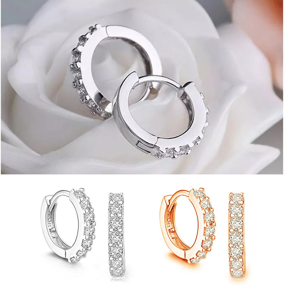 925 Sterling Silver Hoop Earrings Diamond Hoop Earrings Jewelry Gift ...
