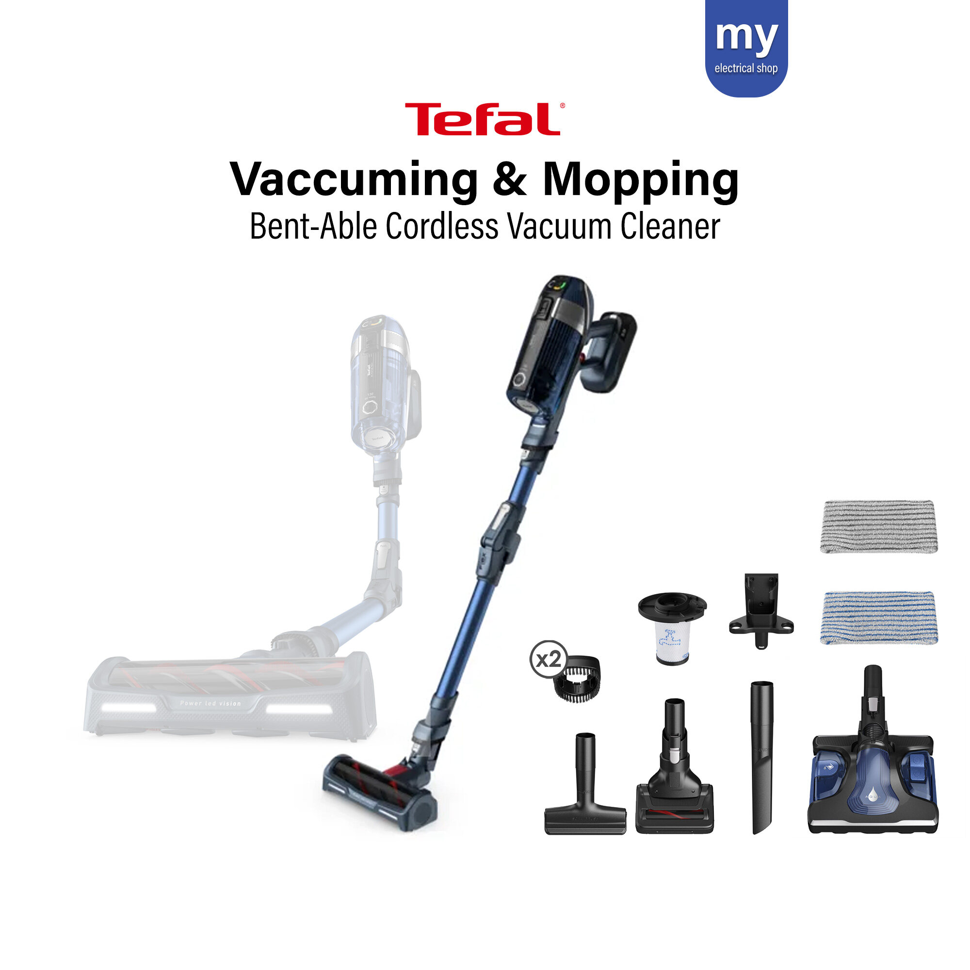 Tefal TY9890 Cordless Vaccum With Mop Function X-Force Flex 11.60 Aqua ...
