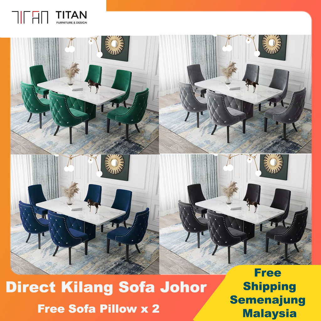 Premium TITAN Meja Makan Marble Set Dining / Meja Set Meja Makan Marble ...