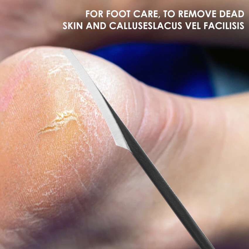 K-Nife อุปกรณ์ทำเล็บมือเล็บเท้า,ที่ขูดหนังกำพร้าหนังวัวสีเงินสีดำสำหรับ ...
