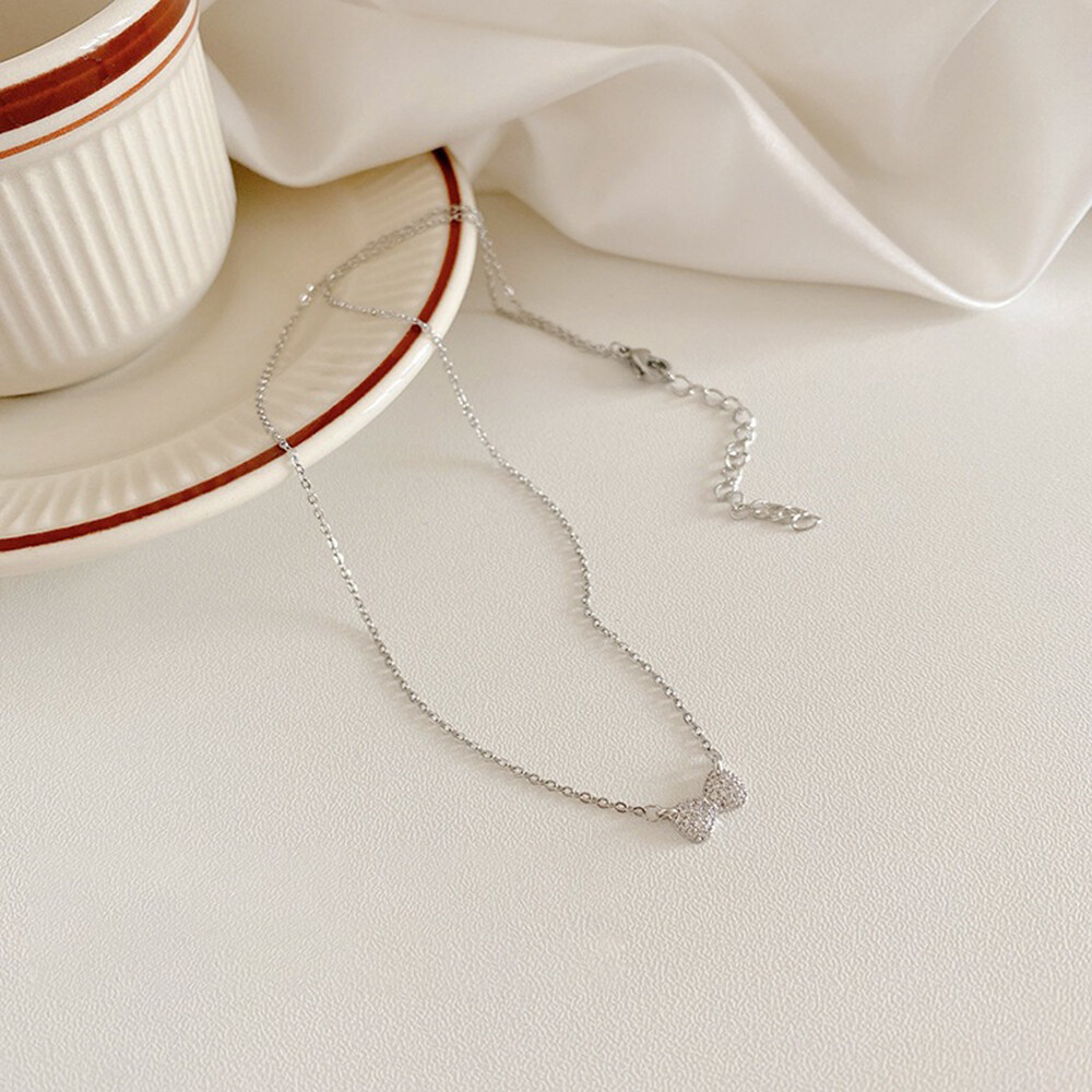 YWYK สร้อยคอจี้โบว์คริสตัลสำหรับผู้หญิง,สร้อยคอแฟชั่นแบบเรียบง่ายติดโบว์เครื่องประดับ - ywyk ...