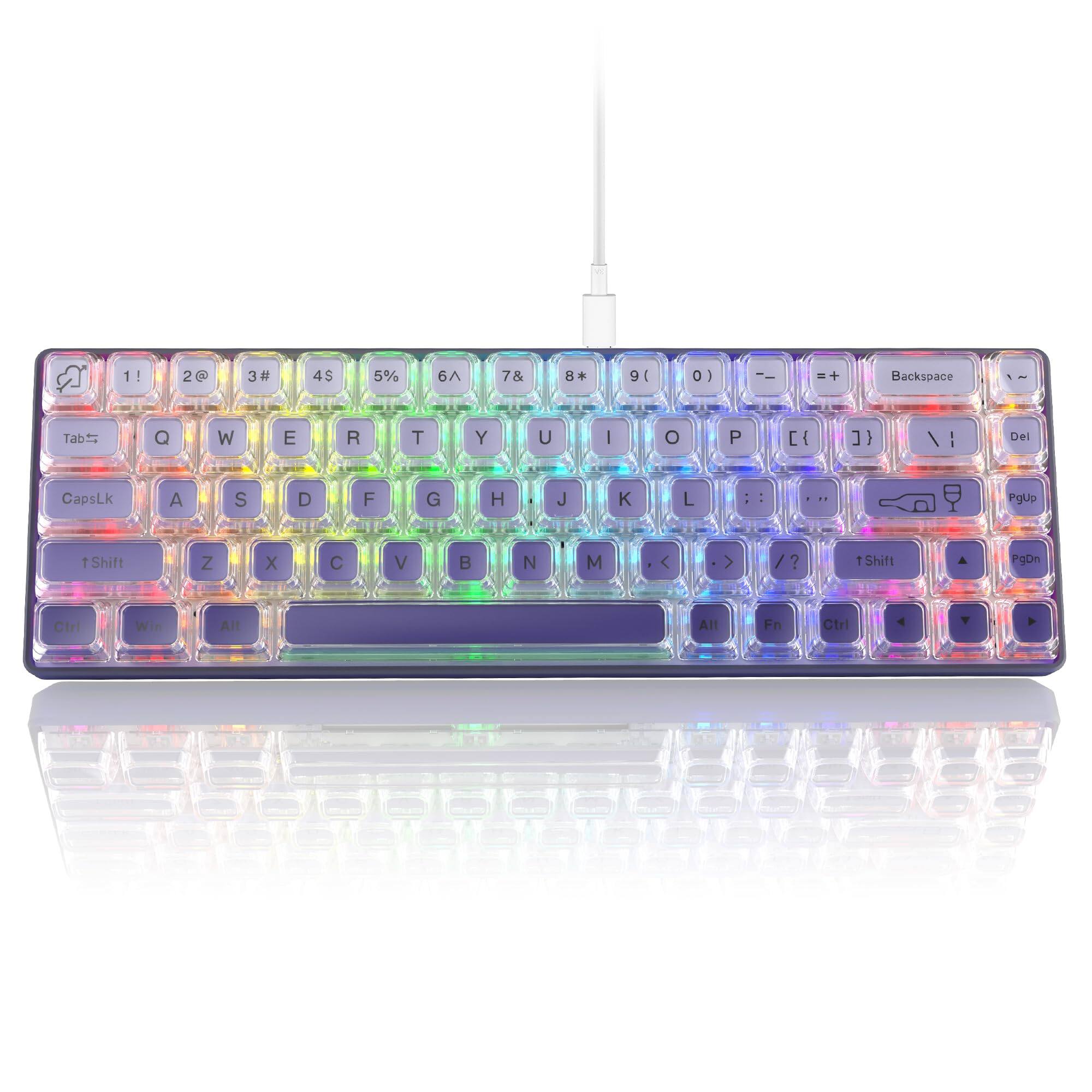 Womier WK68 60% Keyboard Hot-Swappable Pink Keyboard RGB Wire Gaming ...