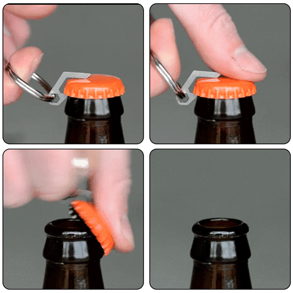 BENNETTGC Creative Key Ring Titanium Steel Tool Beer Bottle Cap Mini ...