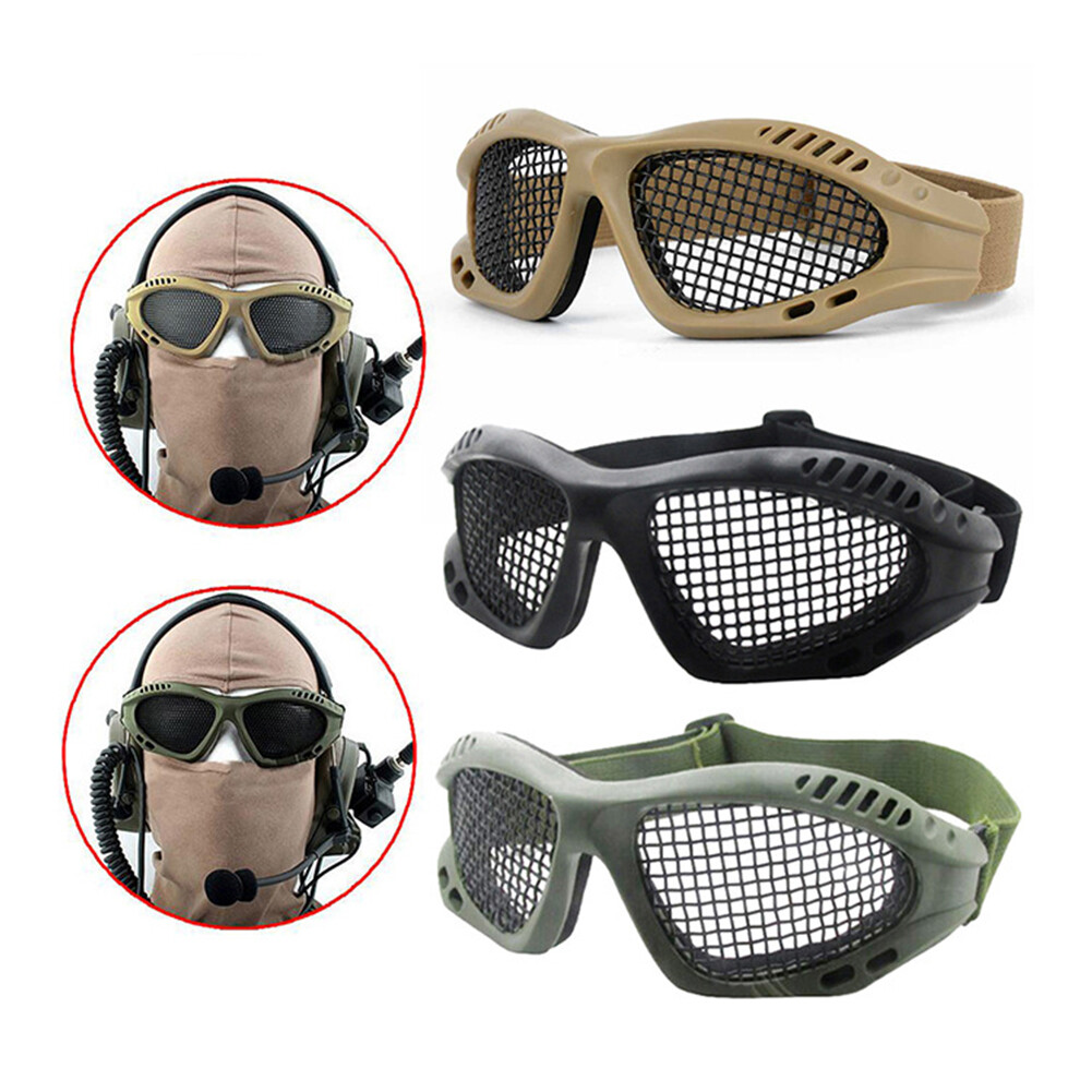 HK Combat Goggles Eyewear Steel Wire Mesh Net Glasses Shock Resistance ...