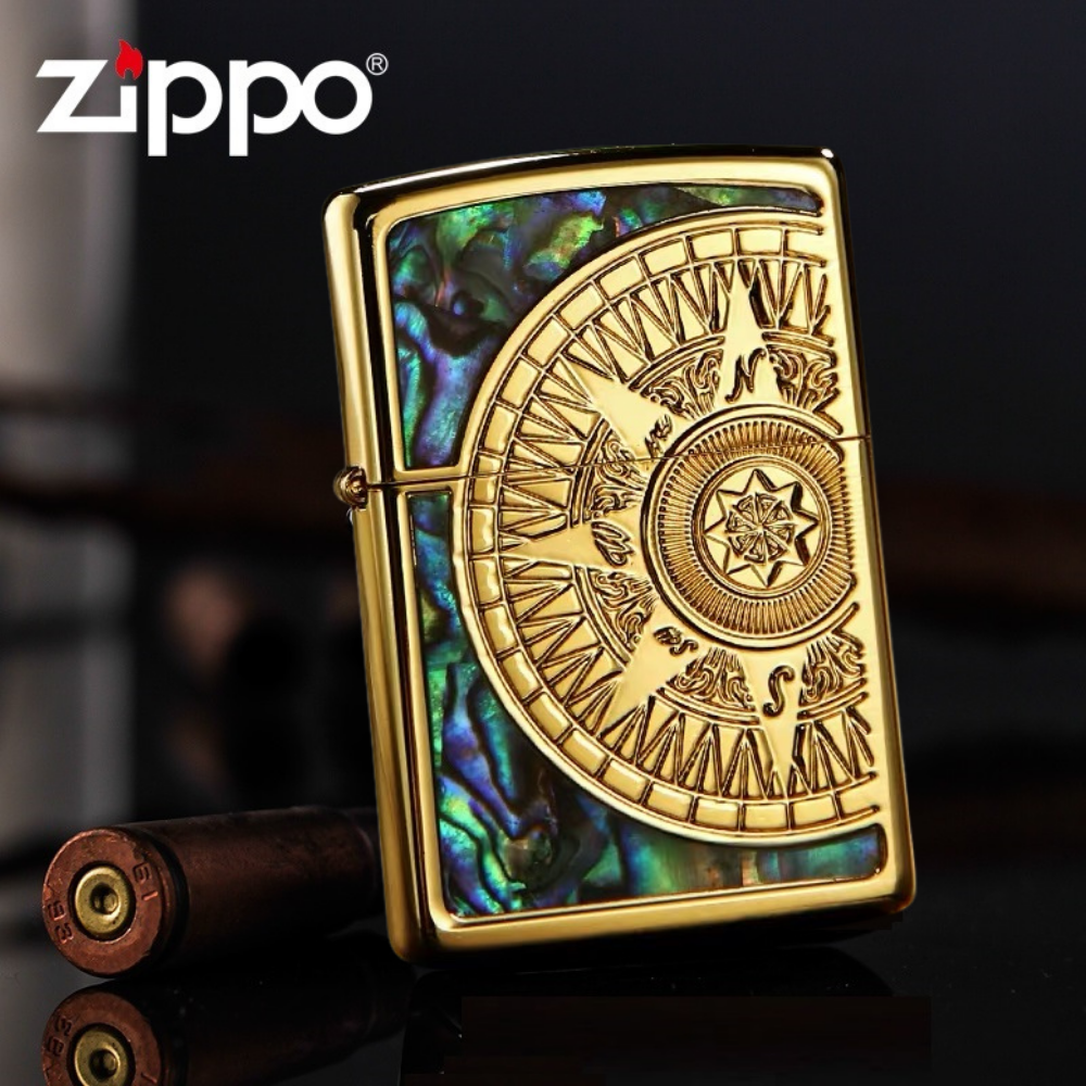 Gold Inlay Shell Compass Zippo Lighter | Lazada