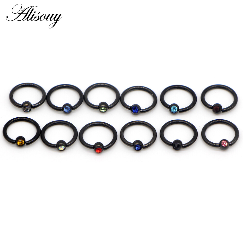 Alisouy 1PC Stainless Steel Captive Hoop Crystal Bead Rings BCR Eyebrow ...