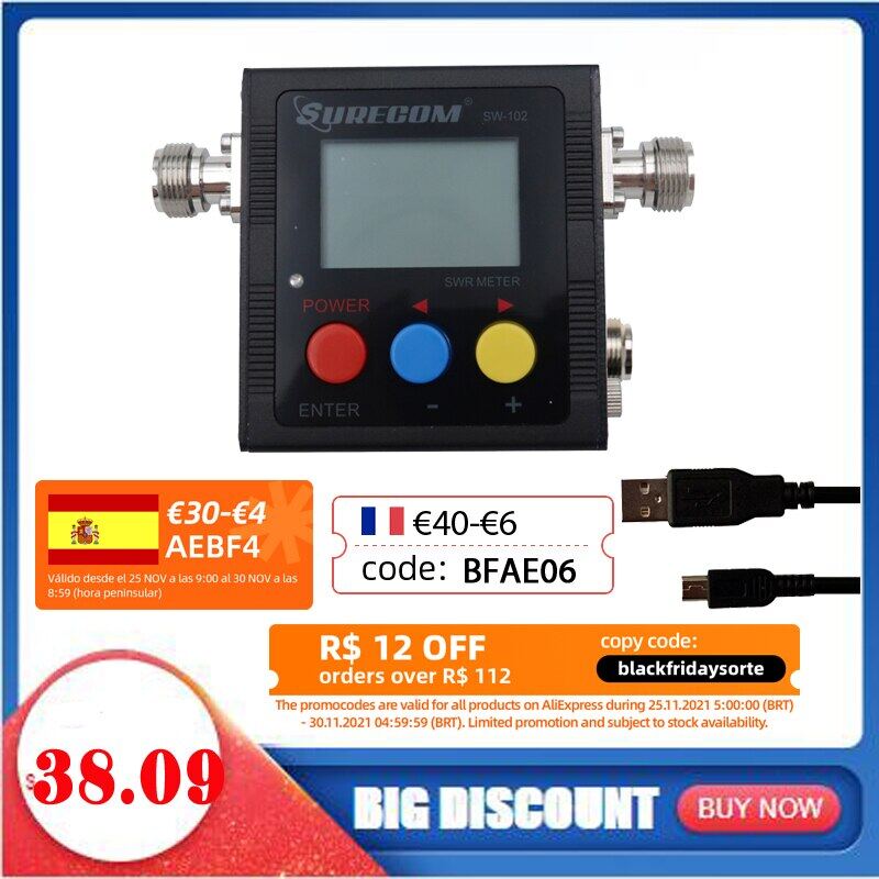 Surecom SW-102S Digital VHF/UHF 125-525Mhz SO239 Connector Power & SWR ...