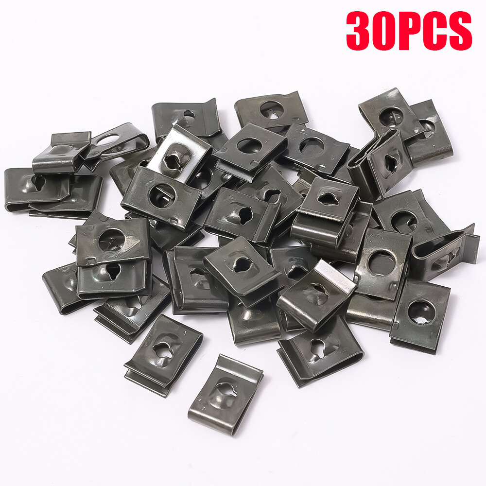 50Pcs Metal U-Type Clips for Car Bumper Fender Trim Panel Fastener Leaf ...