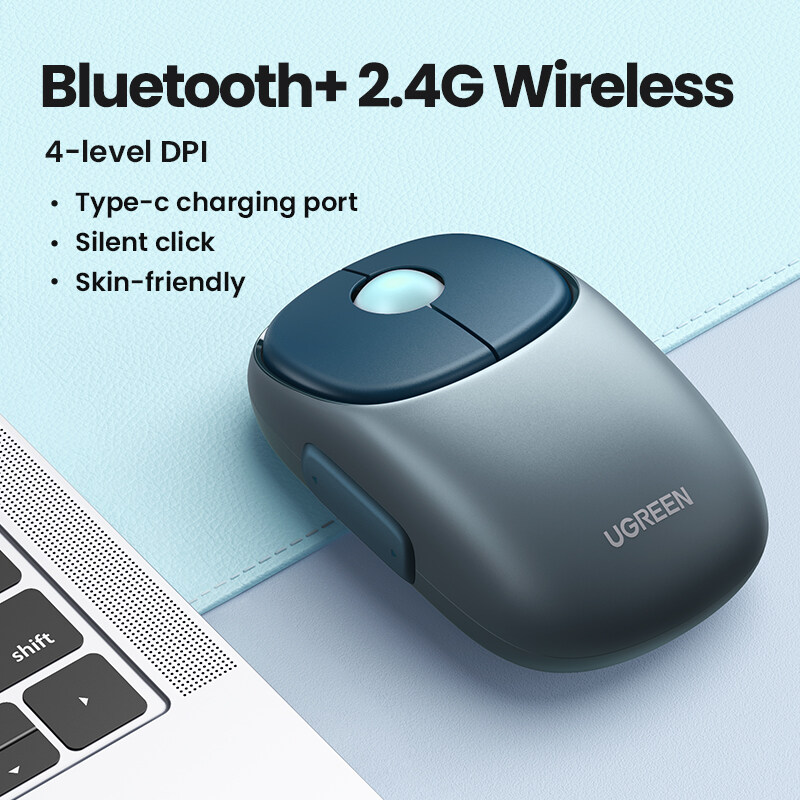 UGREEN MU102 Wireless Mouse, 4 Silent Buttons, Bluetooth 5.0 and 2.4G ...