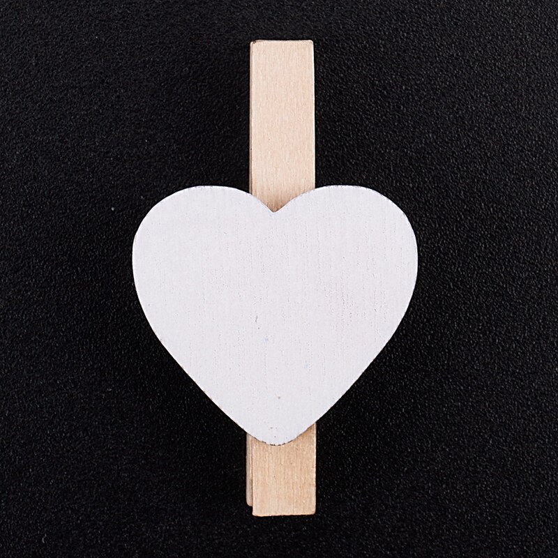 Small Mini Wooden Clothes Pegs / Decorative Pegs with Hearts , White ...