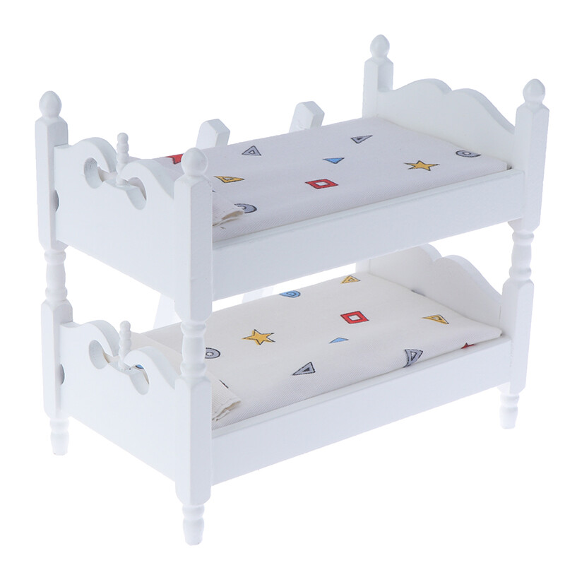 1:12 Dollhouse Kids Mini Bunk Bed Toy Bedroom Model for Children Doll ...