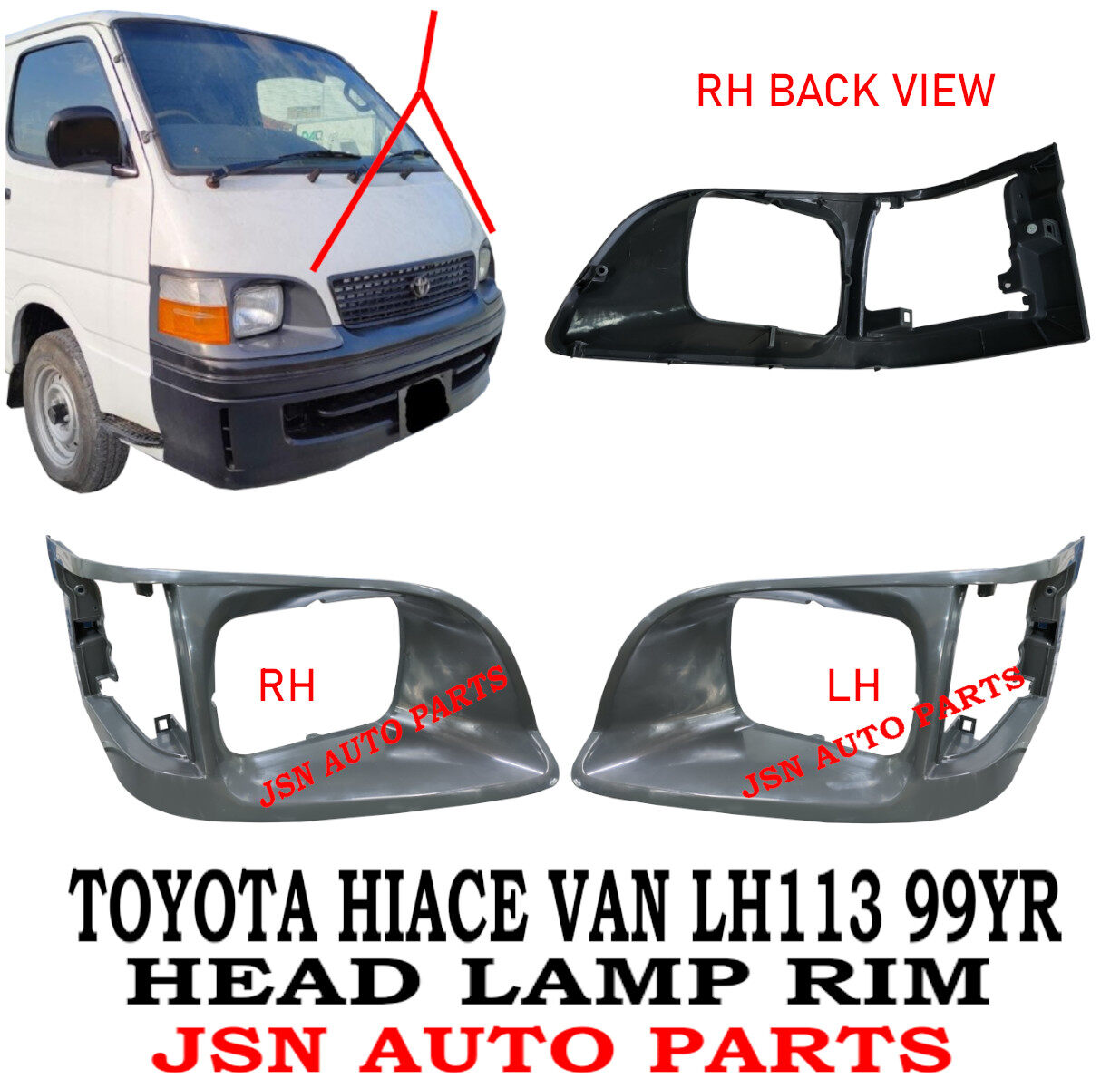 J110S02 HEAD LAMP RIM TOYOTA HIACE LH113 99YR LH112 02YR VAN LORRY ...