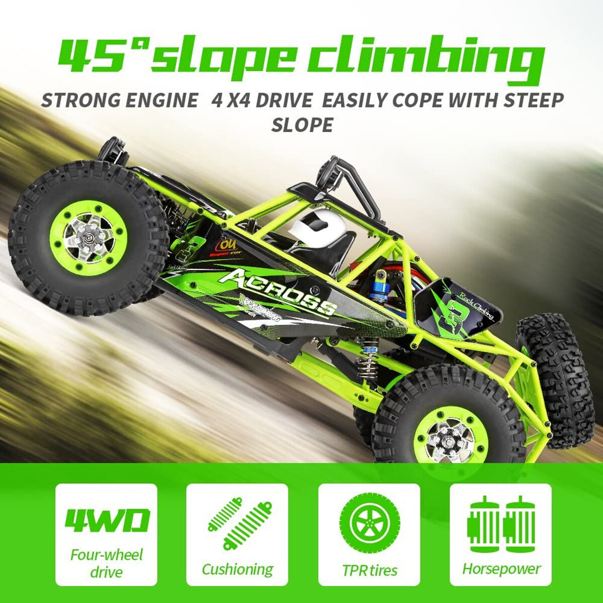WLtoys 12427 2.4G 1/12 4WD Crawler รถ RC กับไฟ LED 2แบตเตอรี่7.4V ...