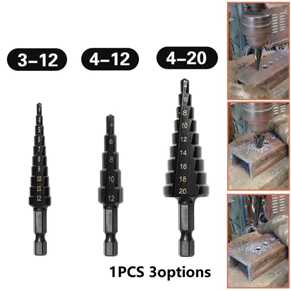 3-12 4-12 4-20 Straight Groove Step Drill Bit HSS Titanium Coated Hole ...