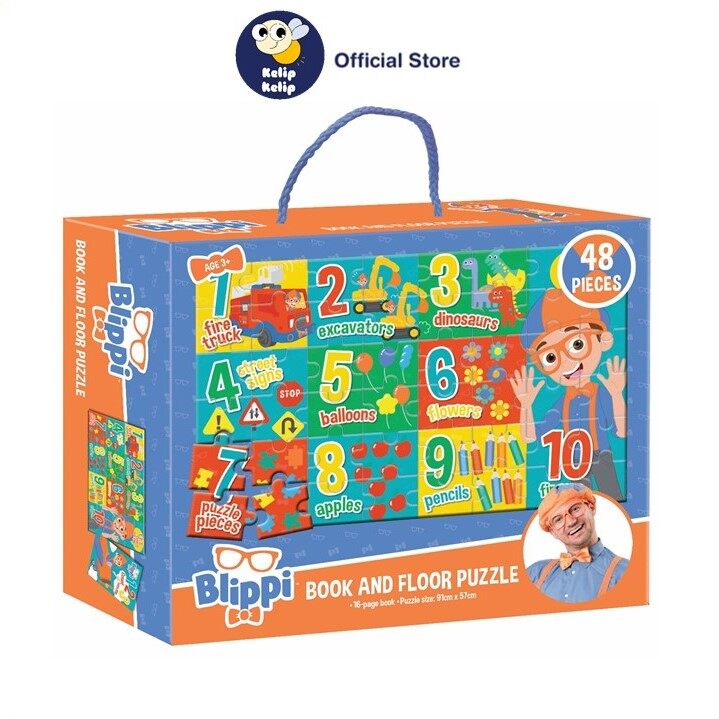 Blippi Giant Floor Puzzle & Book For Kids to Learn Numbers & Counting ...