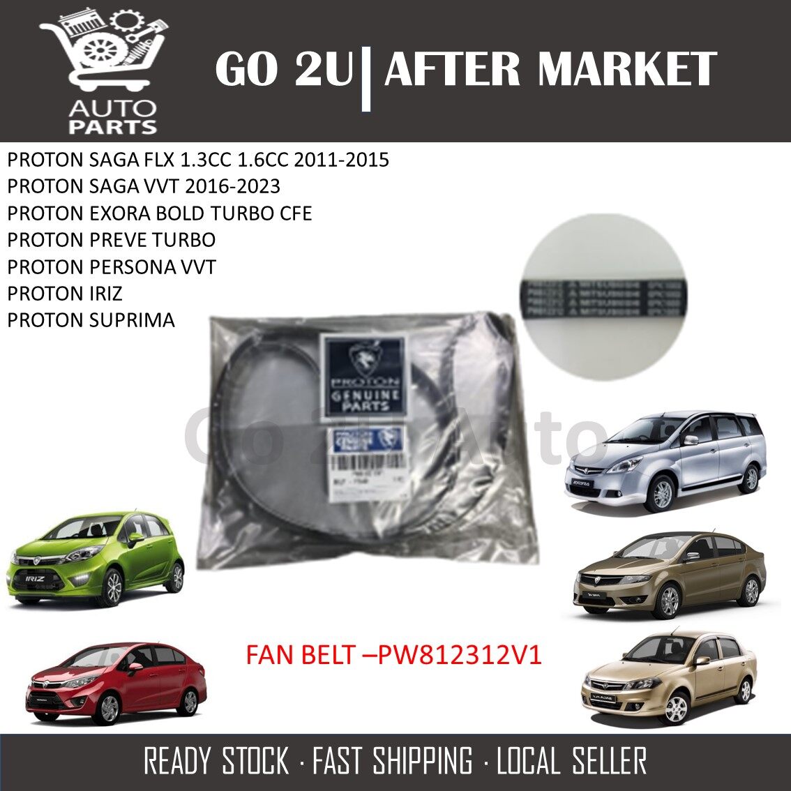 FAN BELT - PW812312V1 / 6PK1669 PROTON SAGA FLX 1.3CC/1.6CC (2011-2015 ...