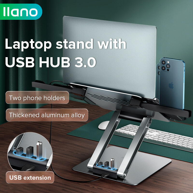 llano Aluminum Alloy Cooling Laptop Stand with USB HUB 3.0 Portable ...