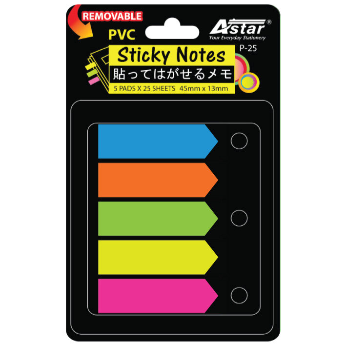Astar P-25 Pvc Sticky Notes 5-col x 25sheets (Narrow) | Lazada