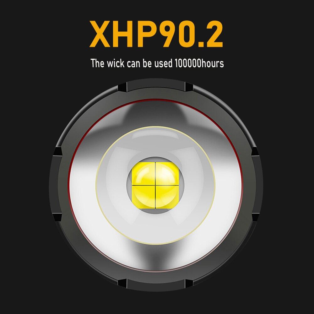 300000 Lumen XHP90.2ไฟฉาย LED ที่มีประสิทธิภาพมากที่สุด18650หรือ26650 ...