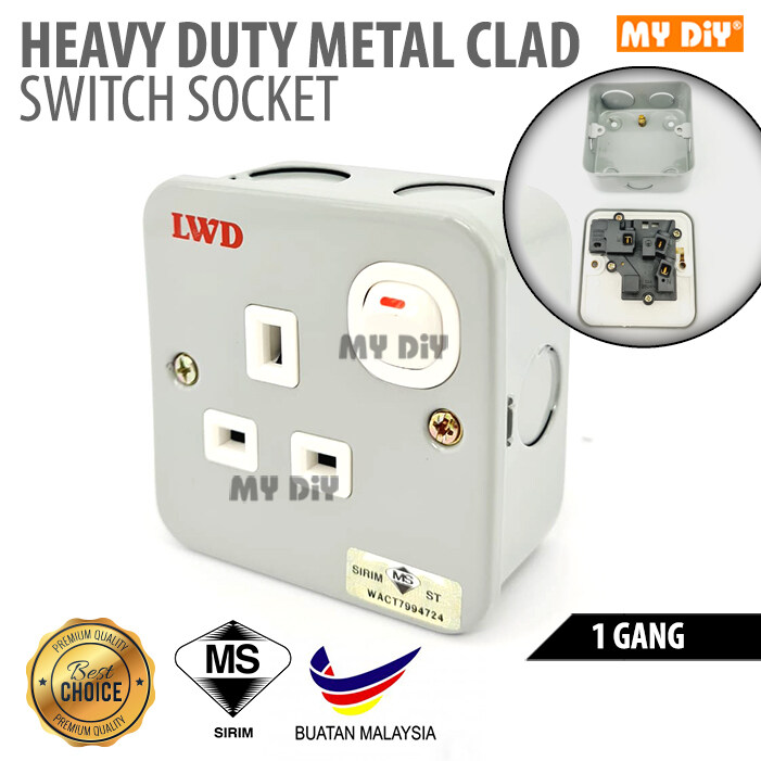 MYDIYHOMEDEPOT - HEAVY DUTY SIRIM LWD METAL SWITCH SOCKET 1 GANG 2 GANG ...