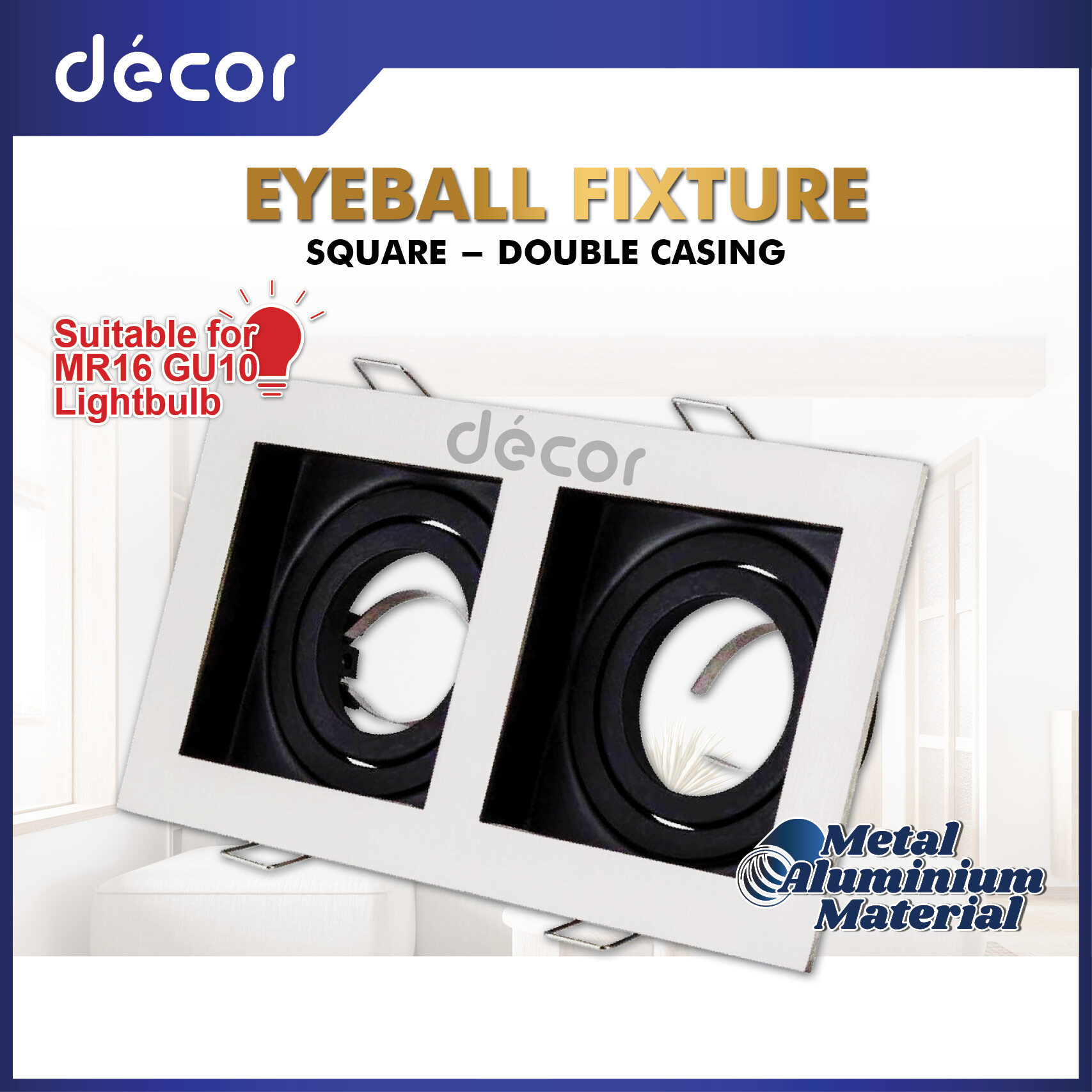 LED Eyeball Casing Fixture GU10 MR16 Black White Downlight Casing ...