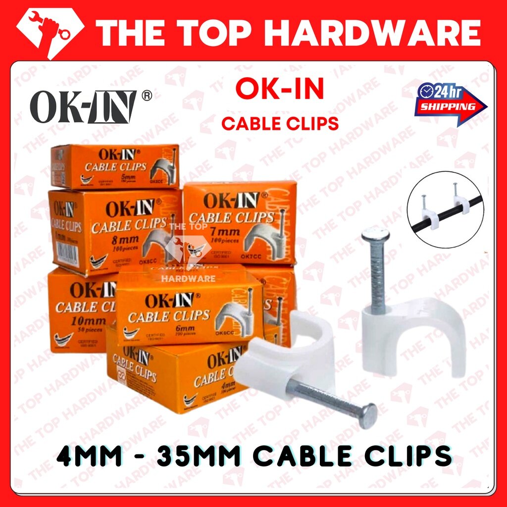 STOCK* OK-IN CABLE CLIPS 4MM-35MM CABLE CLIPS / WALL INSERT ELECTRIC ...