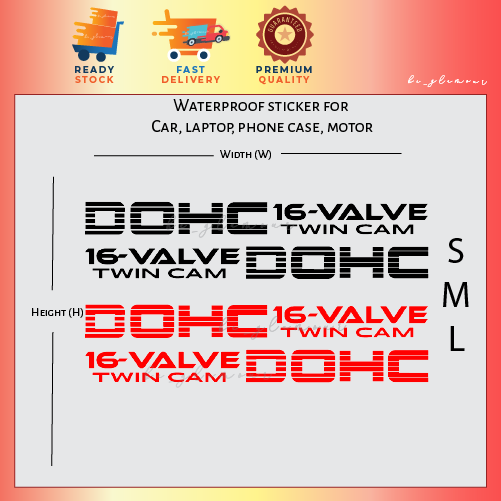 [2pcs] 16 Valve Twin Cam DOHC car Sticker Reflective proton wira saga ...