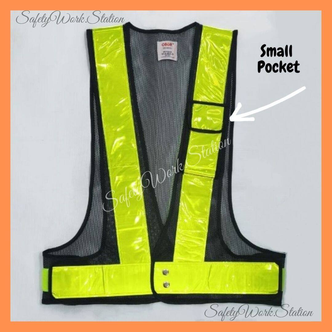 SAFETY VEST BLACK NETTING WITH 1x POCKET C/W YELLOW REFLECTOR | Lazada