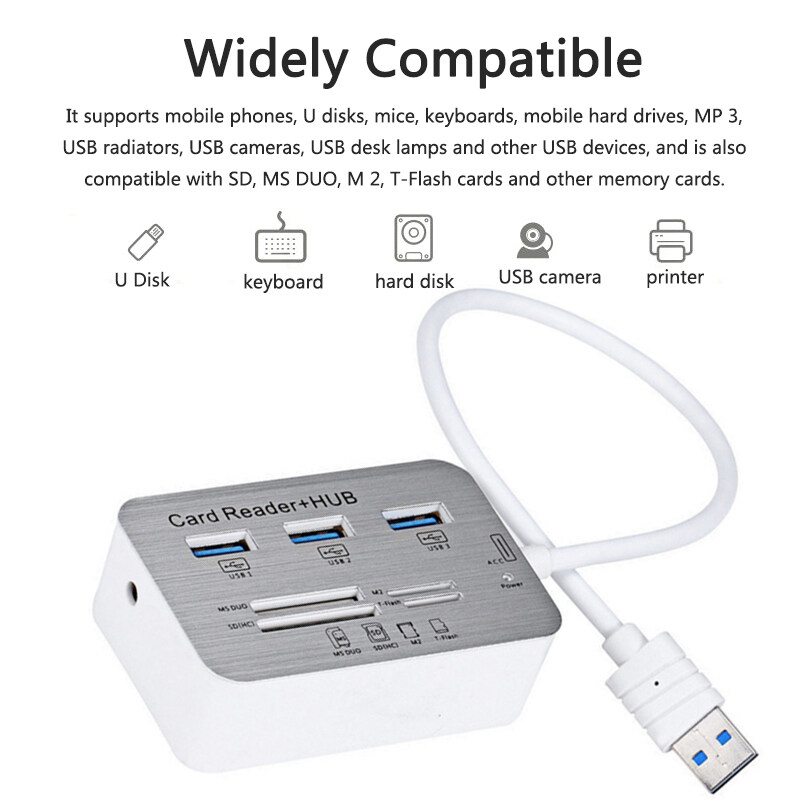 Temoo 3พอร์ต USB 3.0 Hub MS SD M2 TF Multi-In-1 Memory Card Reader Adapter อะแดปเตอร์มัลติฟังก ...