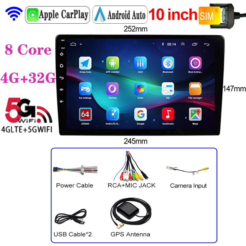 【4G LTE+5G WIFI +8 Core+360 system】 9”/10 inch Android Player Car Radio ...