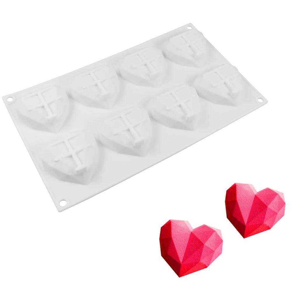 Sanwood®8 ช่องเพชรหัวใจซิลิโคนแม่พิมพ์เค้กมูสช็อคโกแลตขนมเบเกอรี่ ...
