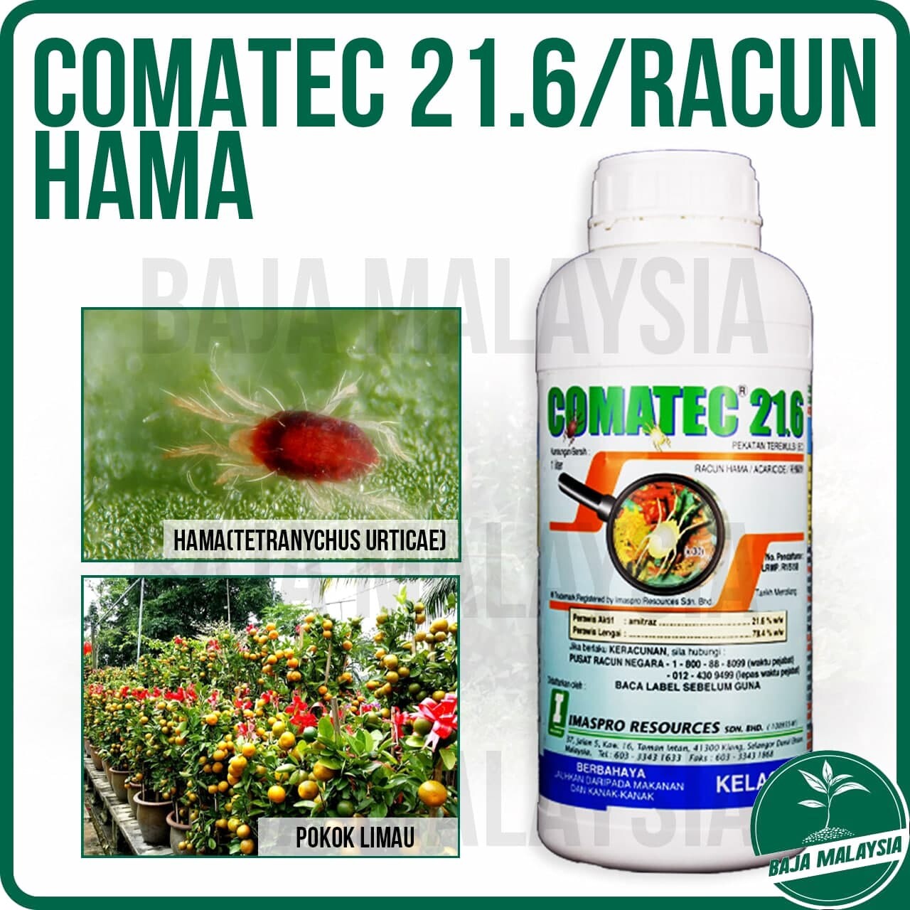 COMATEC 1 Liter Amitraz 21.6% Acaricide Insecticide Red White Spider ...
