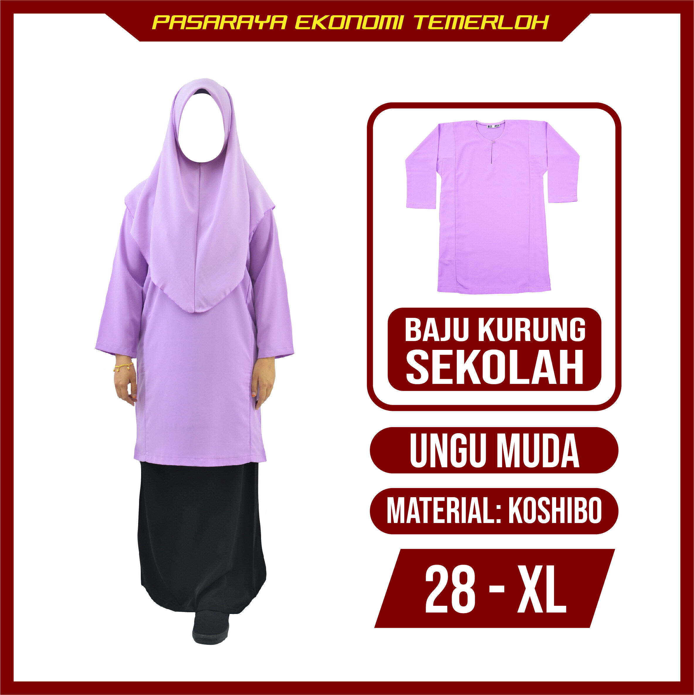 BAJU KURUNG PENGAWAS (UNGU MUDA) LICIN KOSHIBO RENDAH MENENGAH BAJU ...